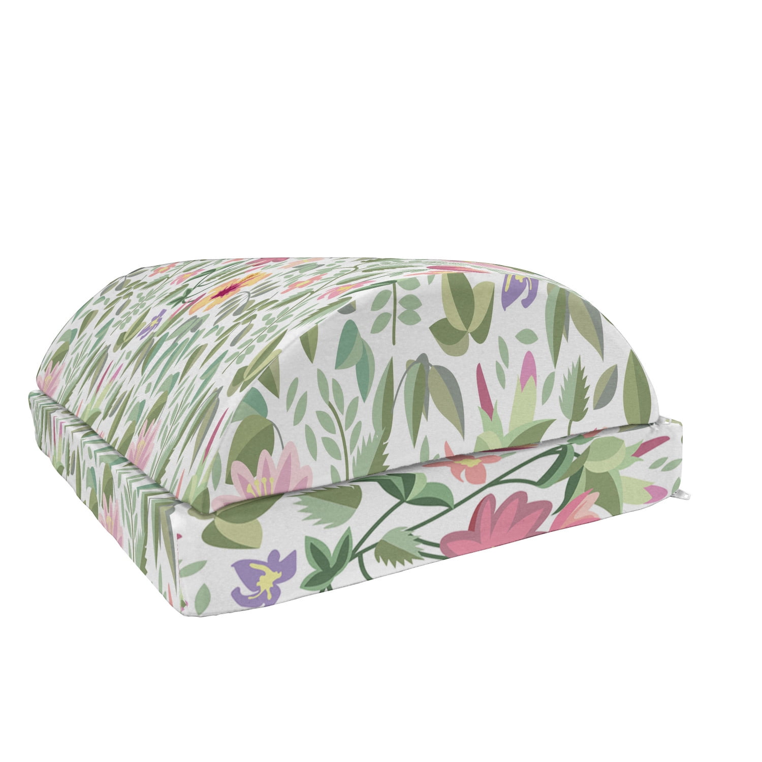 Garden Foot Rest, Wildflowers Leaves and Branches Pattern with ...