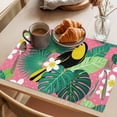 Cartoon Toucan Bird Cotton Linen Placemats Set of 8, Tropical Plumeria ...