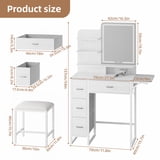 Fairy Makeup Vanity for Bedroom with LED Mirror, Lights, 4 Drawers, USB ...