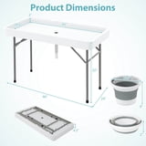Costway Ice Table with Drain, Portable Folding Ice Bin Table, 4' with ...