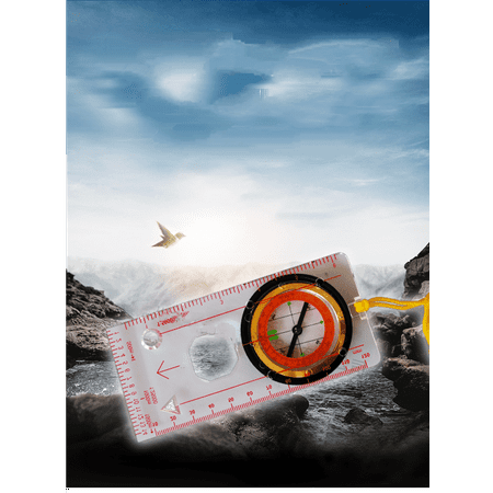 Compass Ruler Scale Magnifying Glass Scout for Hiking Camping Boat ...