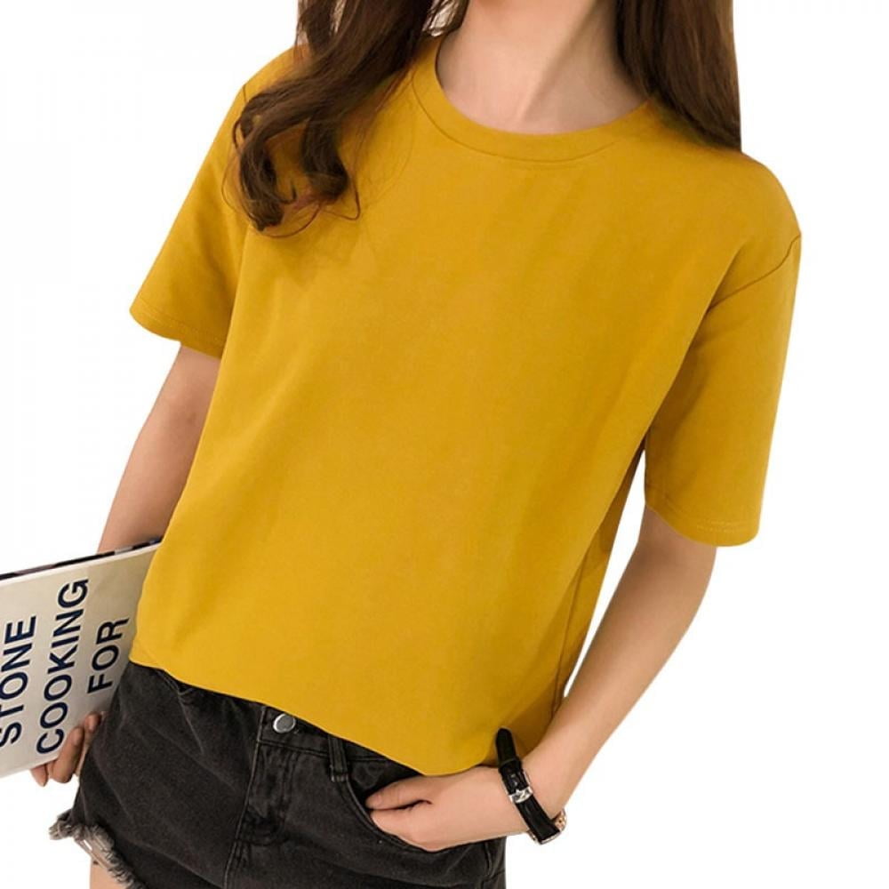 Click here for Generic Women Tops Female T-Shirt Solid O-Neck Sho... prices