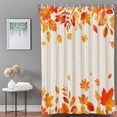 Fall Maple Leaf Shower Curtain, Red Autumn Plant Falling Leaf Farmhouse ...
