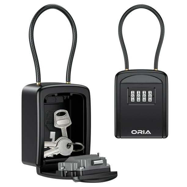 Key Lock Box, Key Box with Removable Shackle 4-Digit Combination ...