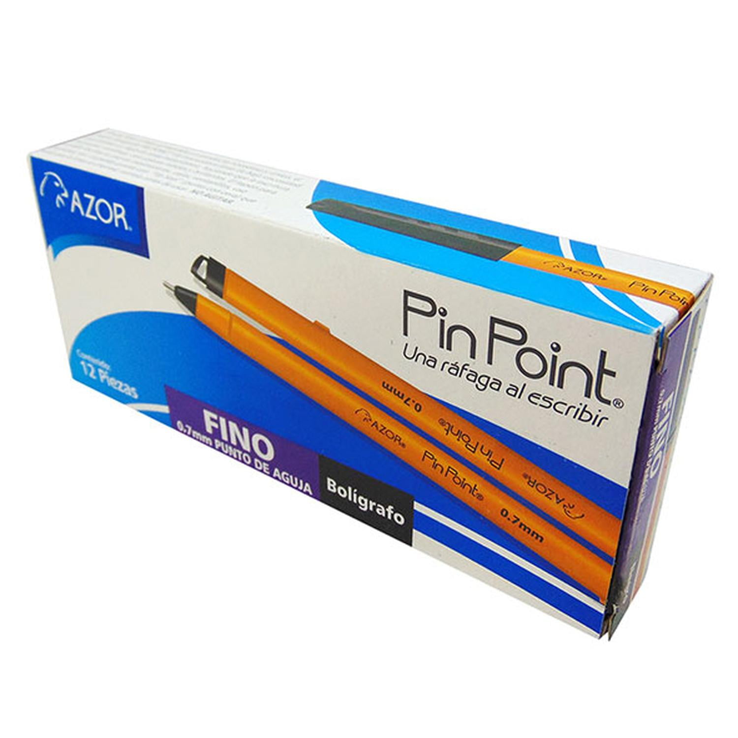 Bolígrafo Negro AZOR Pin Point, Pluma de punta fina (0.7mm), caja con ...