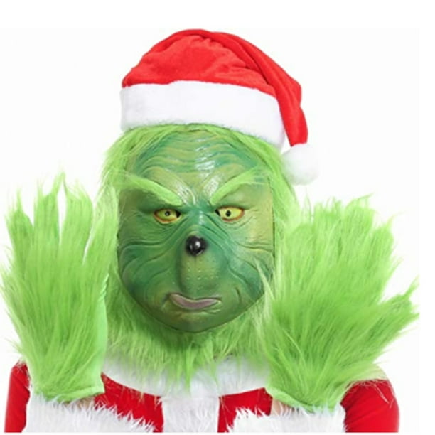Gorro de Grinch, ladrón navideño, monstruo de pelo verde, máscara de ...