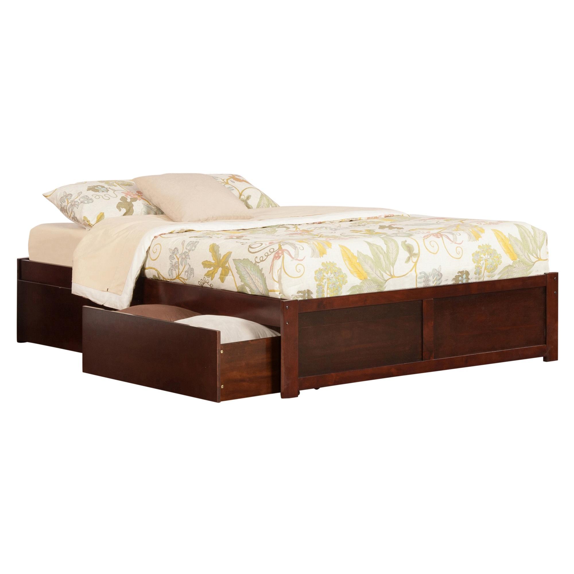Concord Platform Bed with Flat Panel Foot Board and 2 Urban Bed Drawers ...