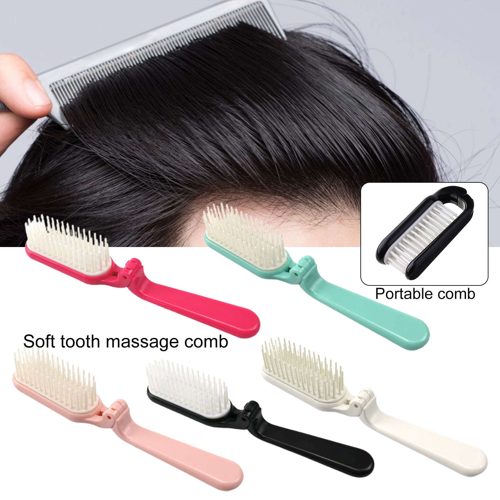 Zioy Massage Brush Foldable Portable Soft Teeth Anti-Static Anti-knot ...