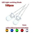 100PCS Super Bright LED Lights 5mm Red/Blue/Green/White/Yellow LED ...