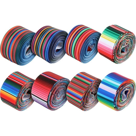 8 Rolls Fiesta Ribbons Mexican Serape Ribbon Rainbow Stripes Ribbon ...