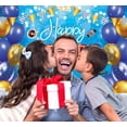 Happy Father's Day Backdrop Blue Gold Glitter Balloon Thank You Daddy ...