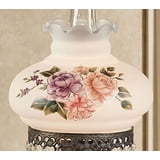 Brook Floral Handpainted Handcrafted Glass Hurricane Table Lamp in Off ...