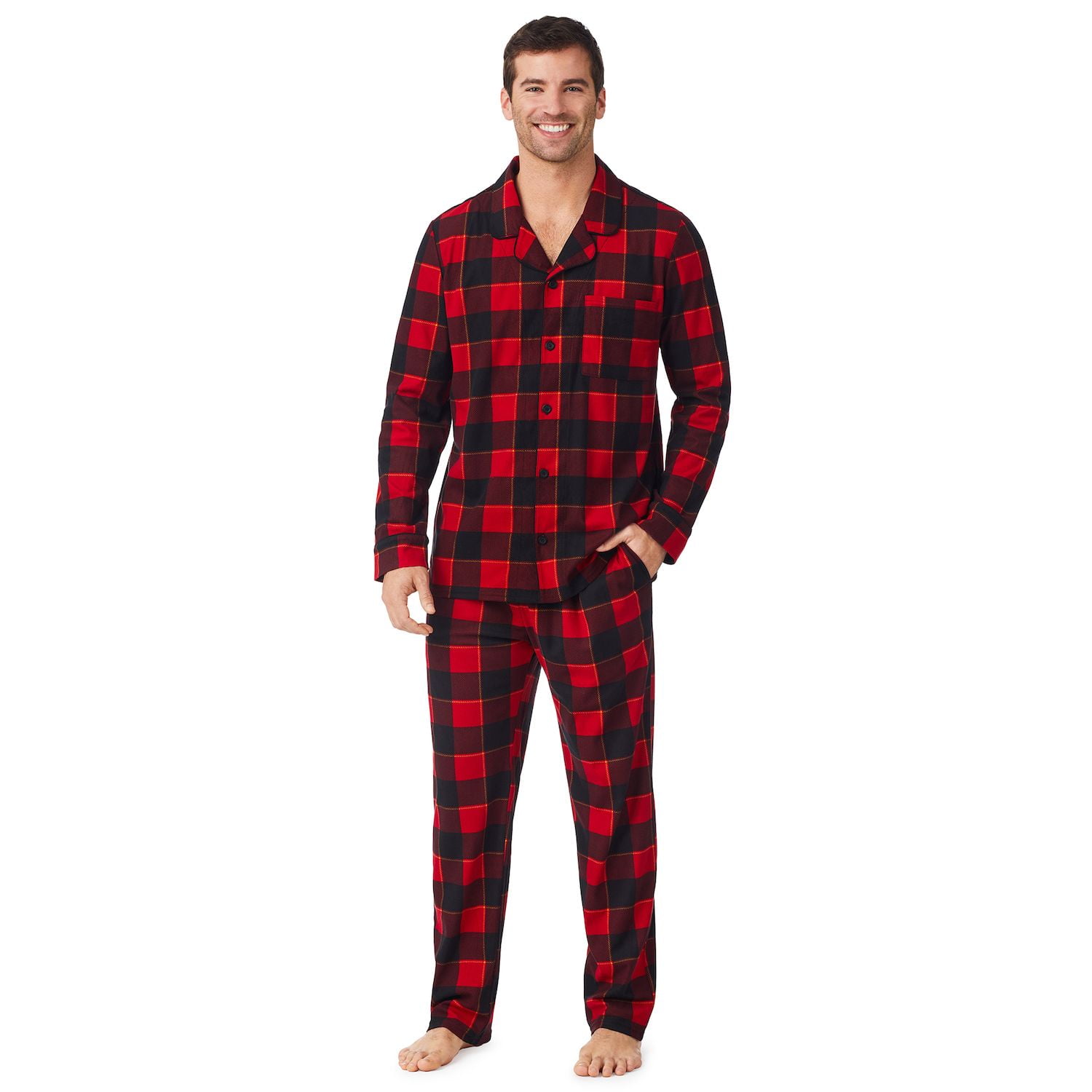 Mens Cuddl Duds Cozy Lodge Pajama Set Red Plaid L