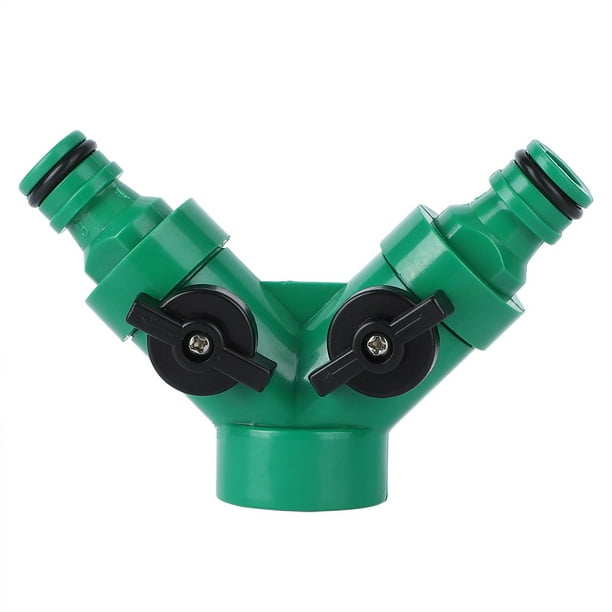 Two Way Pipe Divider Hose Splitter Garden Water Tap Adapter With Valve ...