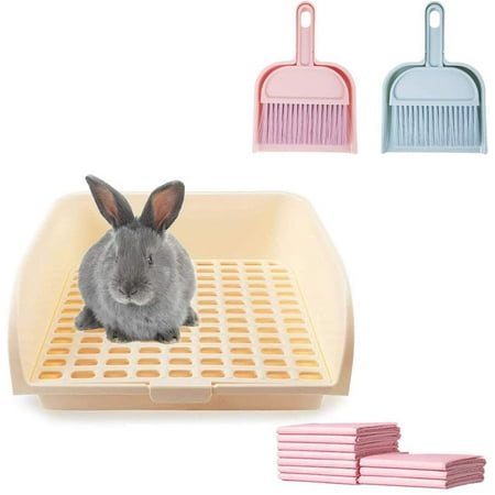 Large Rabbit Litter Box and 2 Pack of Small Animal Cage Cleaner, Broom ...