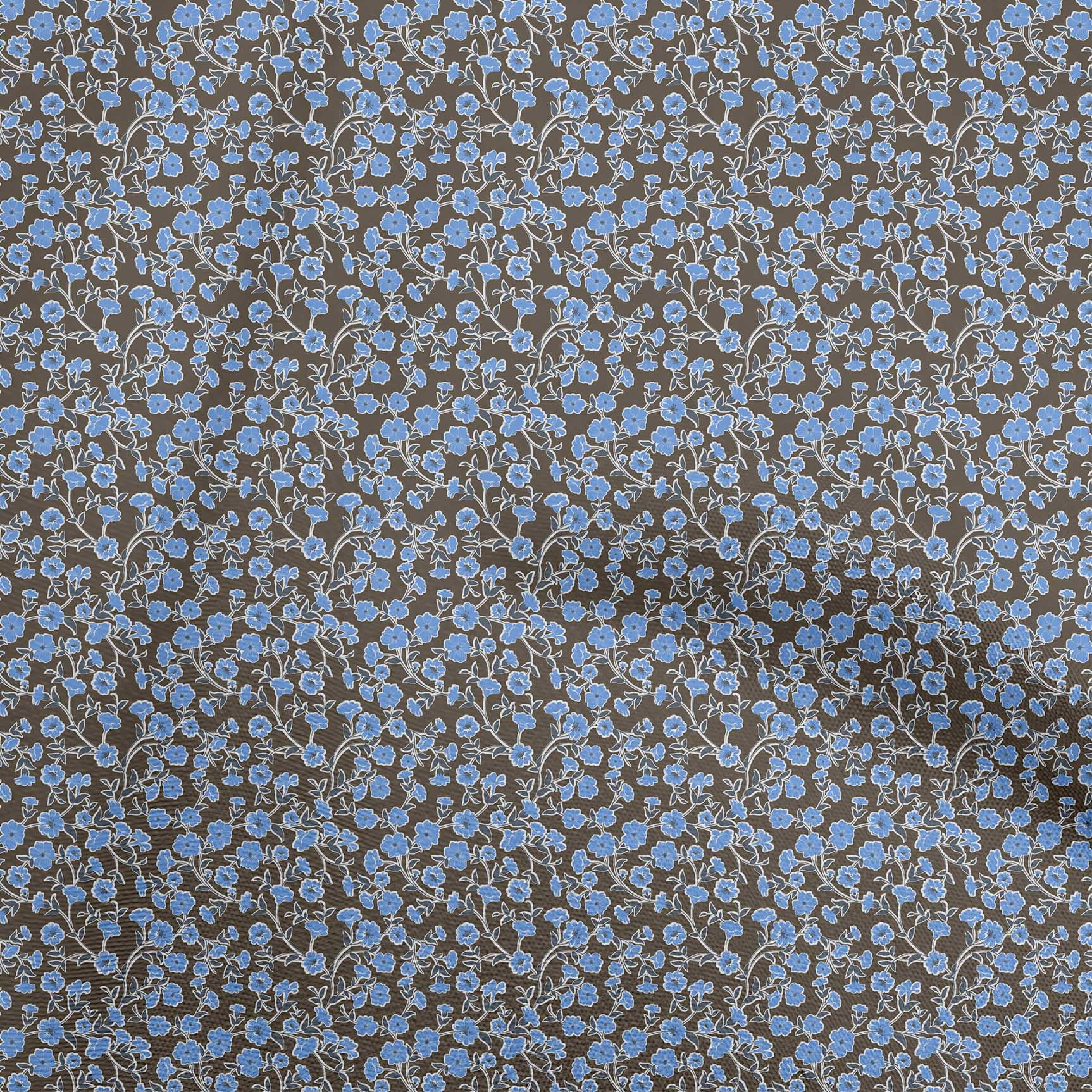 oneOone Georgette Viscose Dark Brown Fabric Floral Sewing Material ...