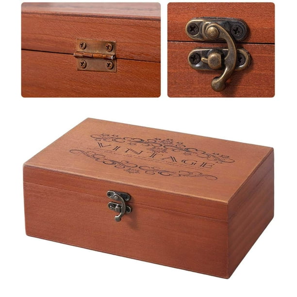 Vintage Style Wooden Storage Box Portable Wood Box Desktop Jewelry Box ...
