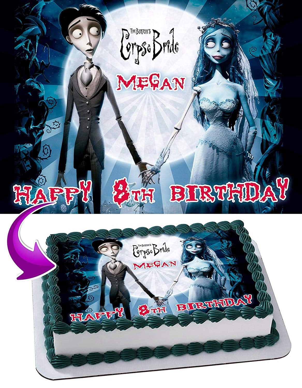 Corpse Bride - Edible Cake Topper - 11.7 x 17.5 Inches 1/2 Sheet ...