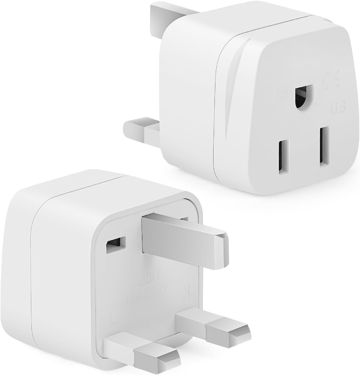 Bates- US to UK Plug Adapter, 2 Pack, White Type G Adapter for Travel ...