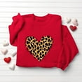 Avrnliq Womens Red Leopard Print Heart Crewneck Sweatshirt, Relaxed Fit ...
