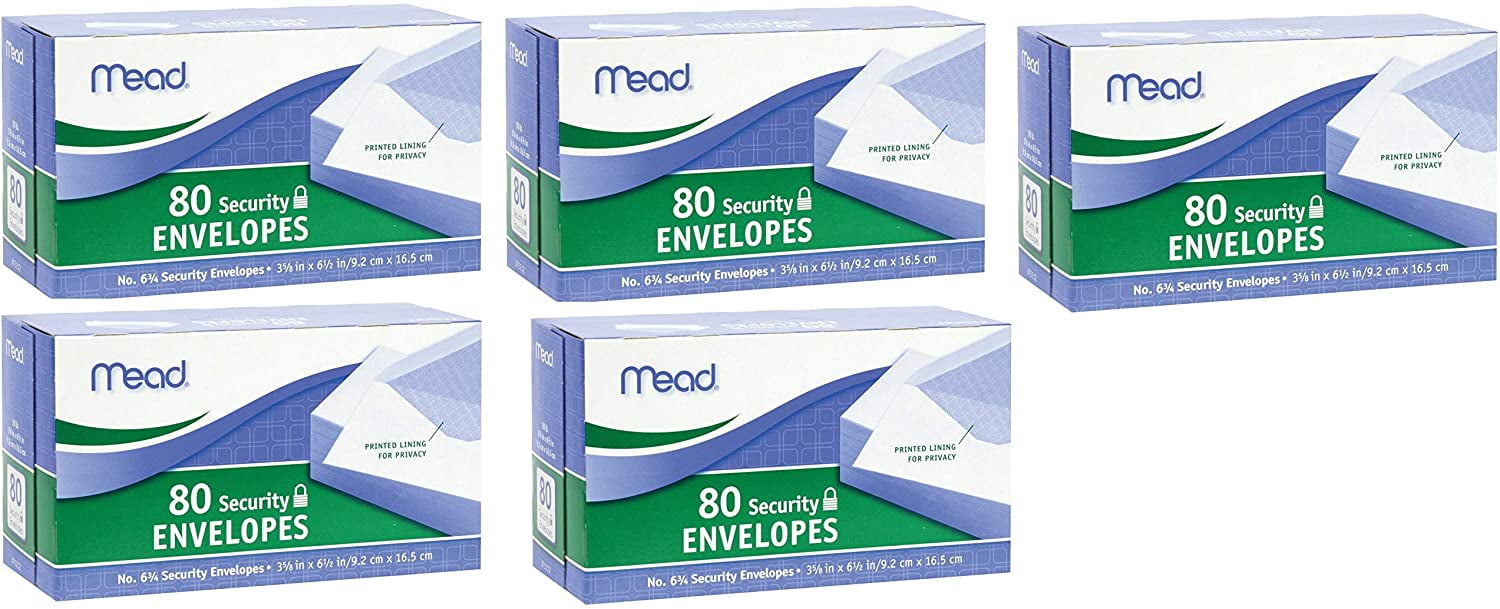 Mead 6 3/4" Security Envelopes, 80 Count (75212), 5 Pack - Walmart.com