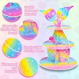 Mermaid Cupcake Stand, 3-Tier Cardboard Cupcake Stand Party Decorations ...