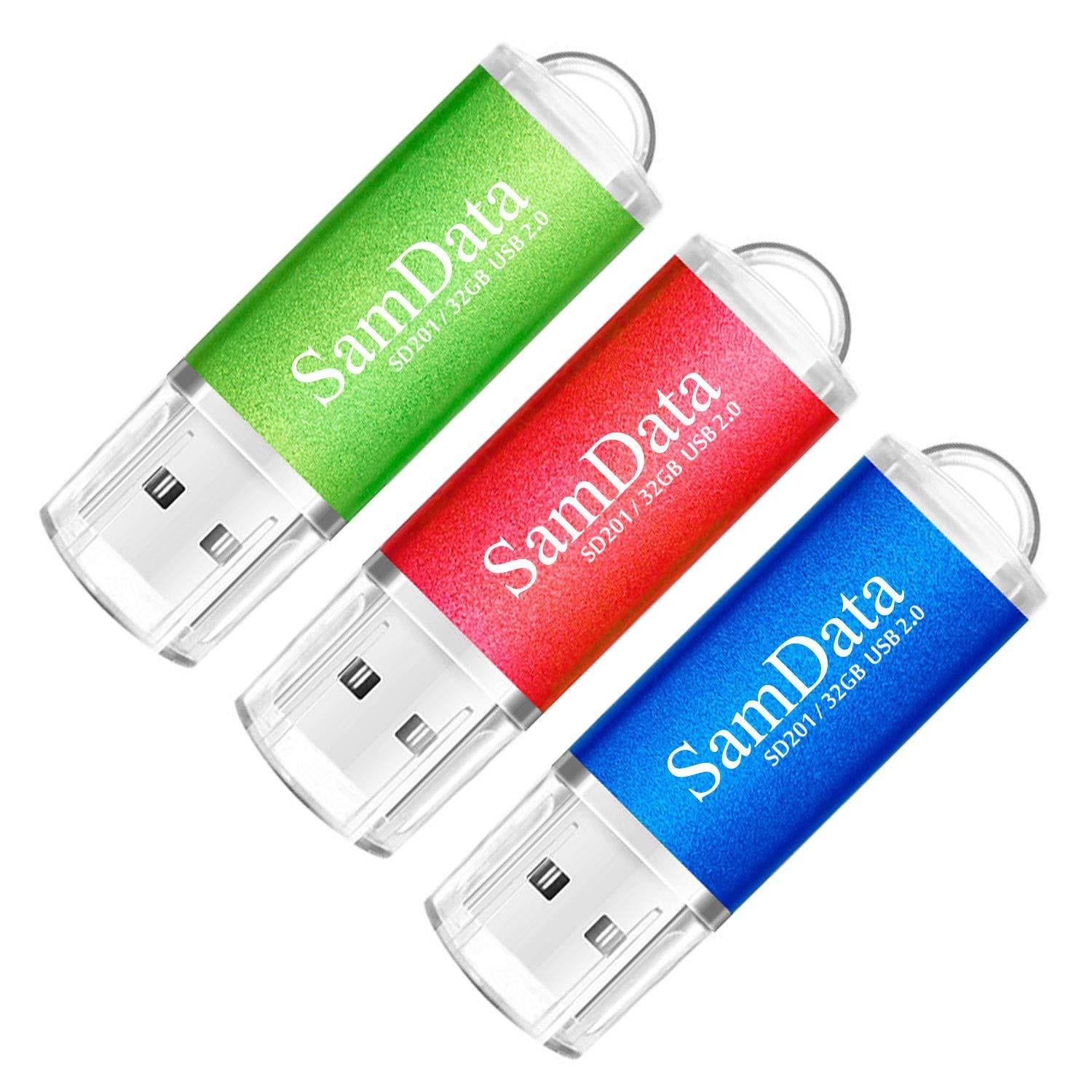 SamData 3 Pack 32GB USB Flash Drives USB 2.0 Thumb Drives Memory Stick ...