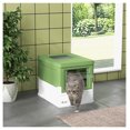 Cat Litter Box Enclosed, Front & Top Entry Cat House, Yellowish Green ...