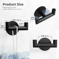 2 Pack Black Bathroom Hooks for Towels - Self Adhesive Double Hooks for ...