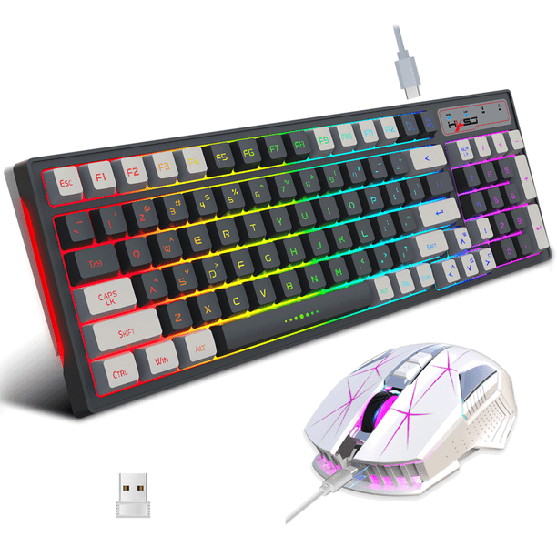 HXSJ L900+T300 2.4G wireless keyboard and mouse set 96-key RGB film ...
