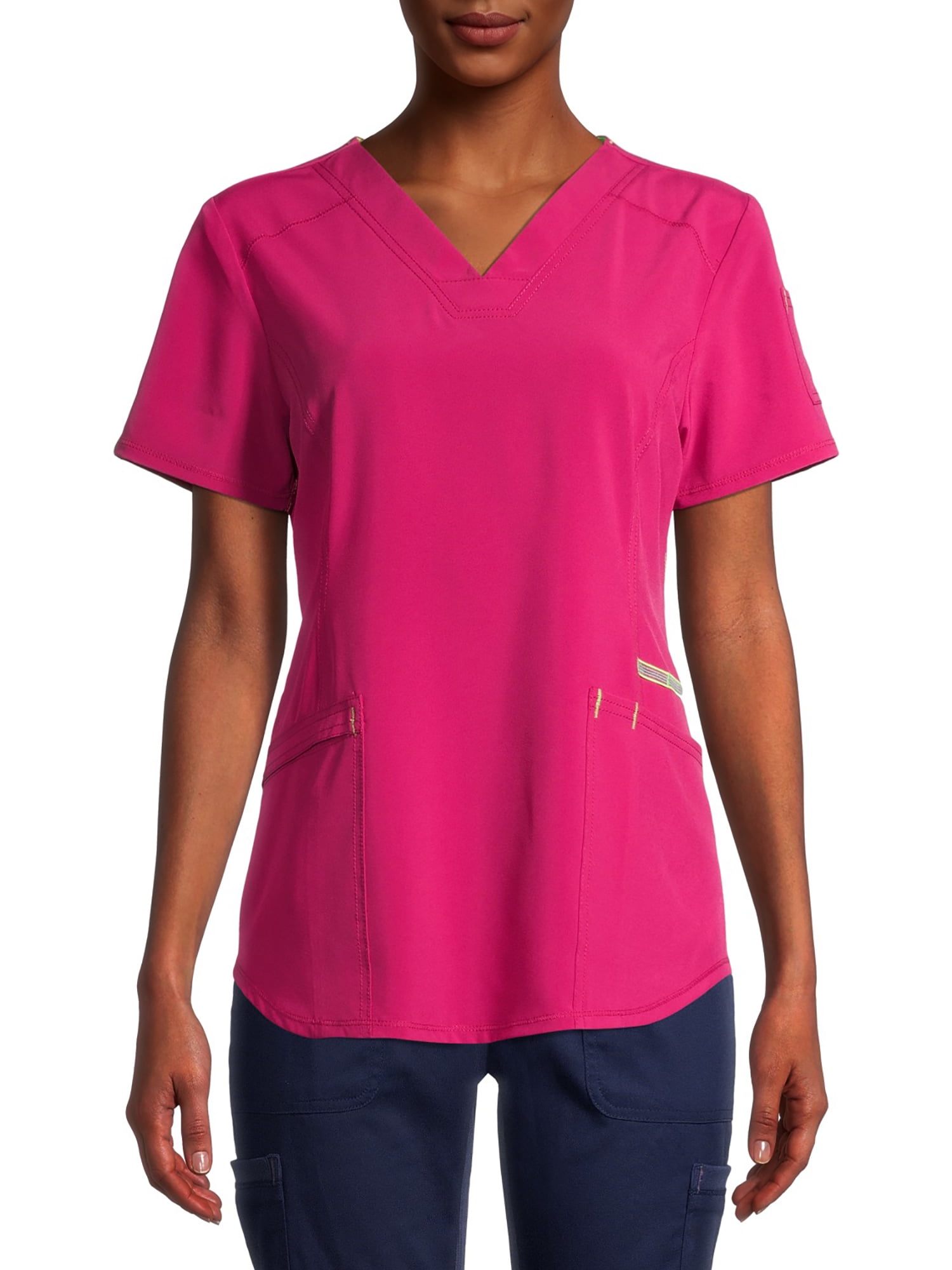 Scrubstar Women's Seasonal Solid Contrast V-Neck Scrub Top - Walmart.com