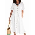 Jaimenalin Women'S Light-Weight V Neck Short Sleeve Button Down Loose ...
