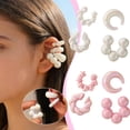Blarkrus 4 Pack Clip Earrings Set Resin, Geometric Exaggerated Design ...
