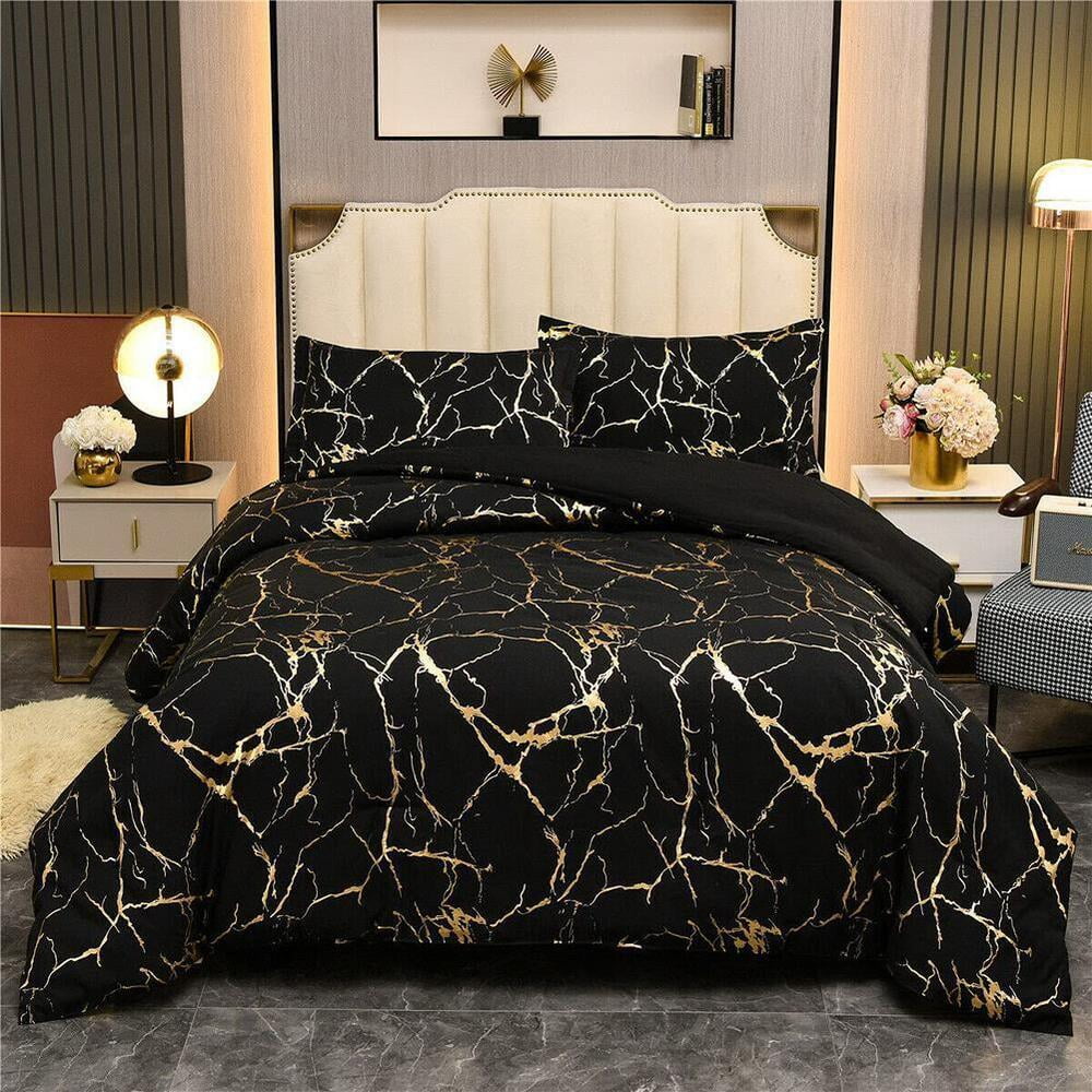 Click here for Yingd Gold Black Marble Quilt Duvet Cover Set Beds... prices