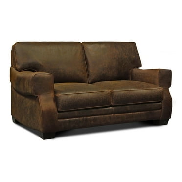 Hello Sofa Home Sienna Mid-Century Modern Top Grain Leather Loveseat in ...