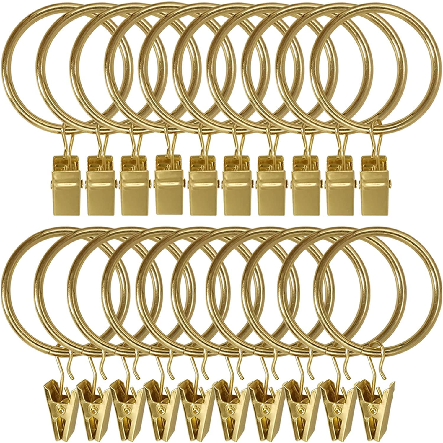20 Pack Metal Curtain Rings with Clips, Curtain Clip Rings Hooks for ...