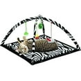 Cat Play Tent Zebra Print Dangle Toys Pets Interactive Kitty Play Bed ...