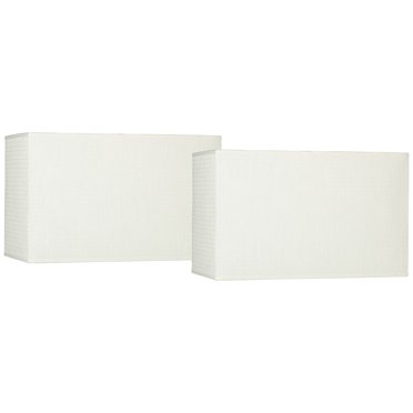 Springcrest Ivory Linen Rectangular Lamp Shade, 14" Wide, 6" Deep Top ...