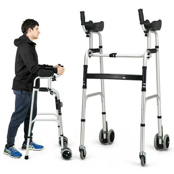 Costway Foldable Standard Walker Aluminum Alloy Walking Frame w ...