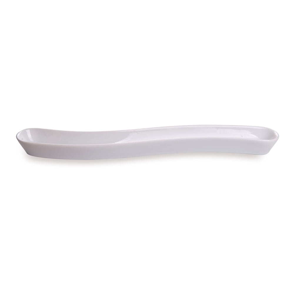 Swerve 10 oz Curved White Porcelain Olive Plate - 12" x 2 1/2" x 1 1/2 ...