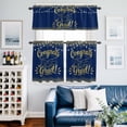 Blue Gold Graduation Cap Kitchen Curtains Valance and Tier Set Sequins ...