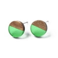 50 pc Transparent Resin & Walnut Wood Stud Earrings with 316 Stainless ...
