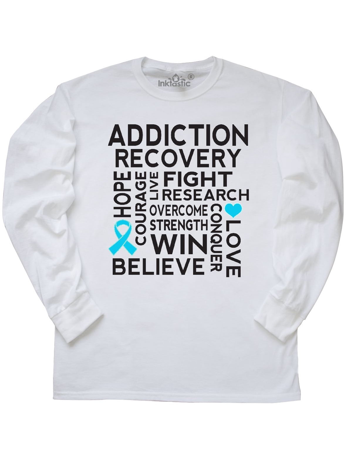 Inktastic Addiction Recovery Awareness Ribbon Long Sleeve T-Shirt ...