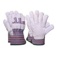 LP4300-M-2PK, Leather Palm Work Gloves, Safety Cuff, 2 Pair Value Pack ...