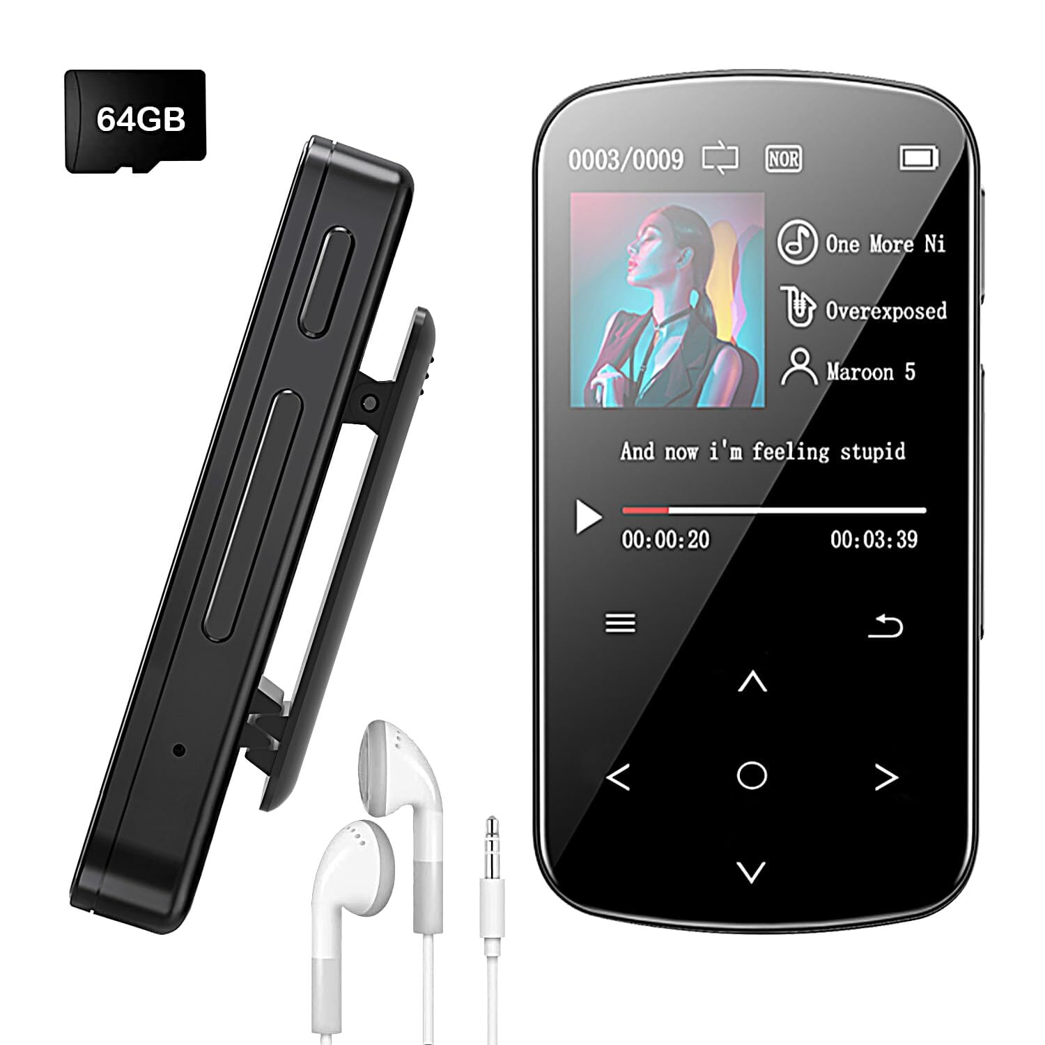 MP3 Player 64GB with Bluetooth 5.2, 1.5 inch Colorful Screen Sensitive ...