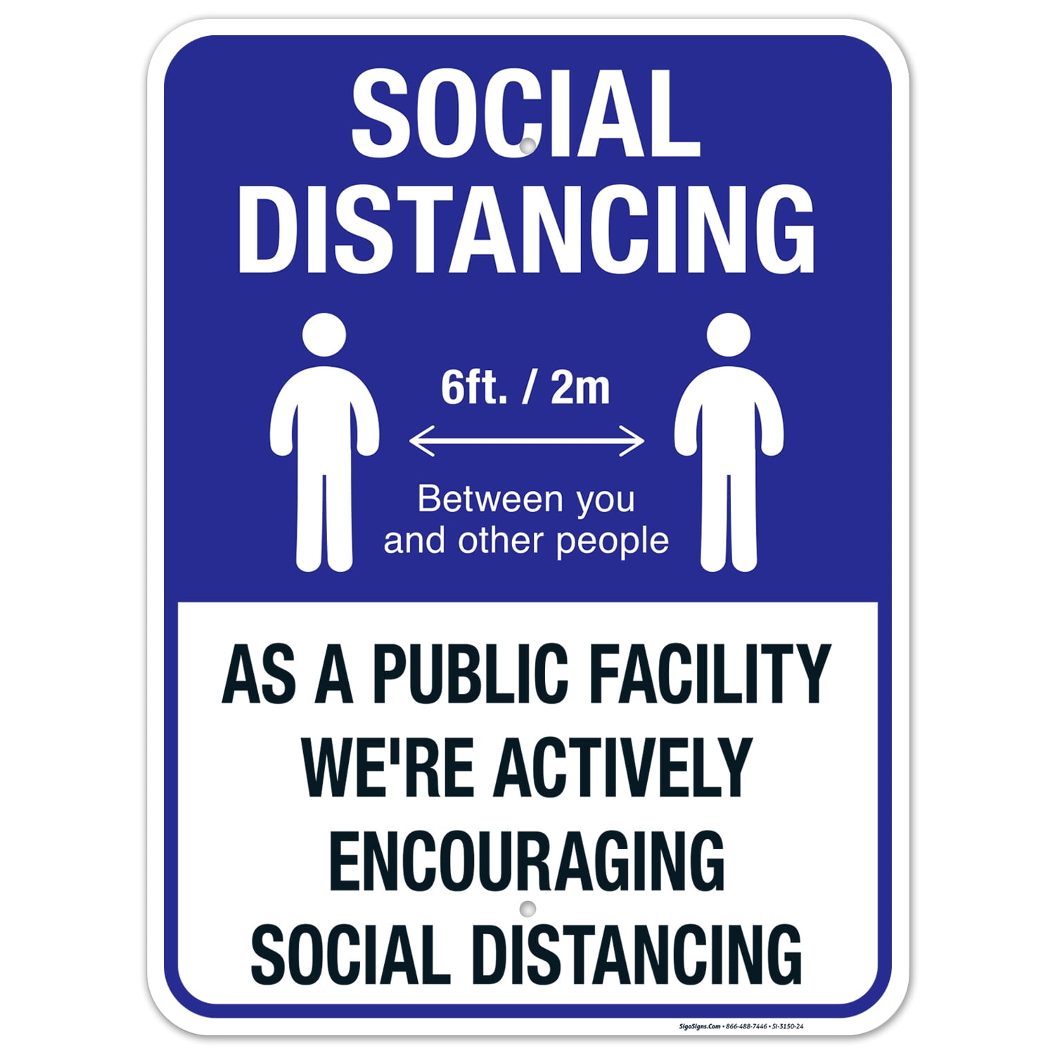 Social Distancing Sign, Keep Social Distancing 6 Feet, 18x24 Aluminum ...