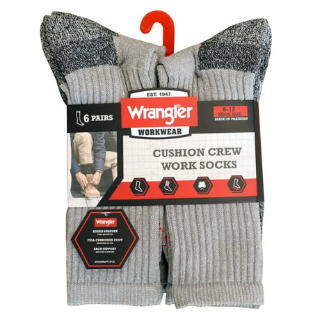 Wrangler - Wrangler Men's Cushion Crew Works Socks, 6 pack - Walmart ...
