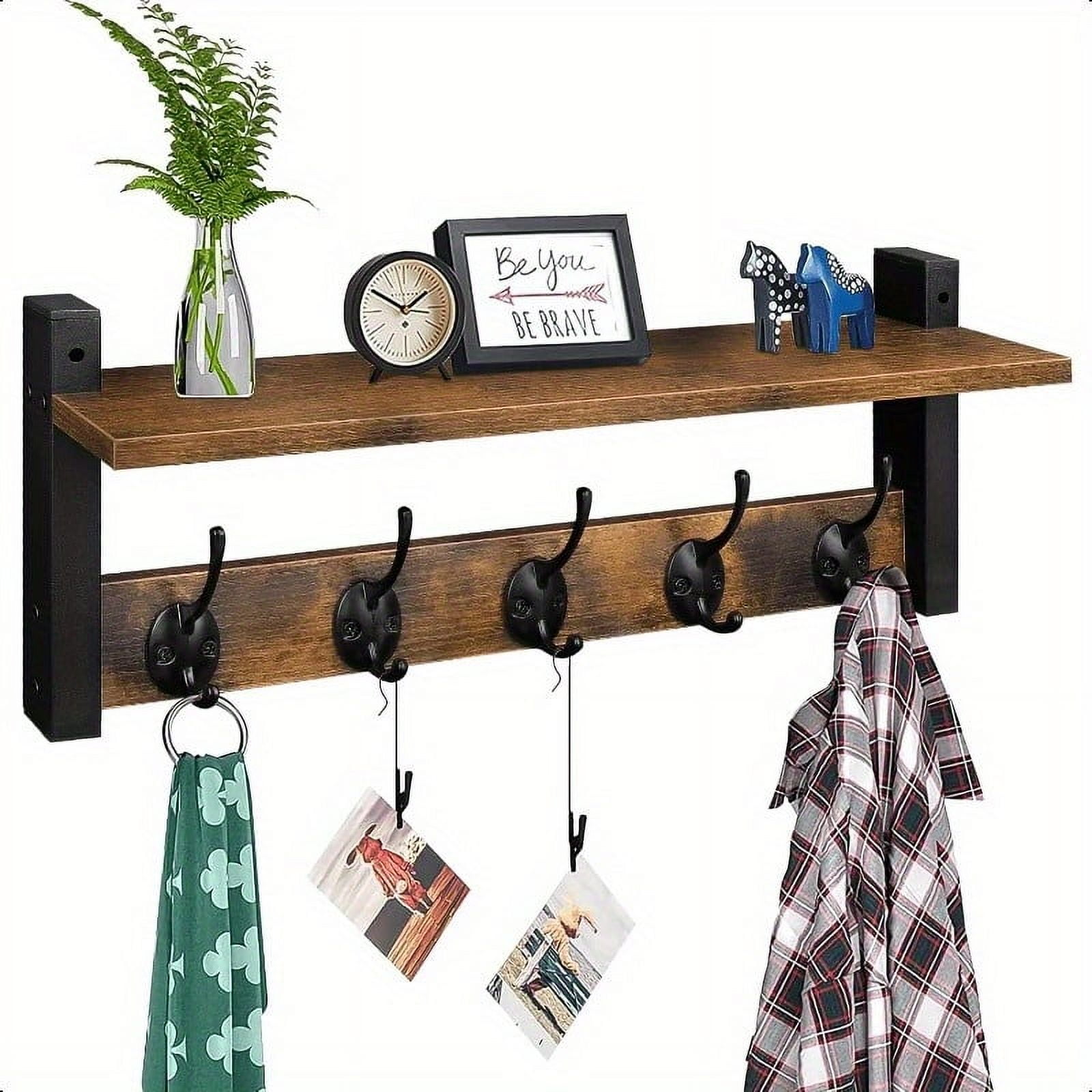 Click here for Qjuhung Rustic Brown Wooden Wall-Mounted Coat Rack... prices