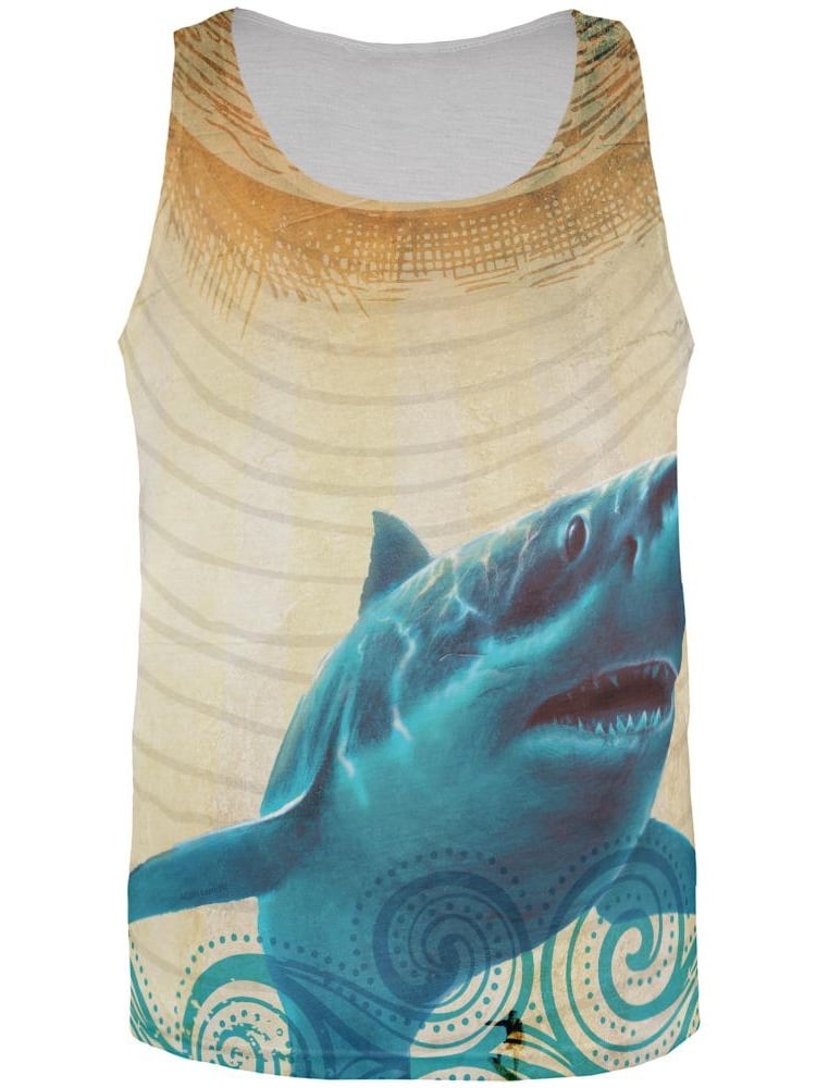 Great White Shark in Waves All Over Mens Tank Top Multi 3X-LG - Walmart.com