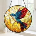 Blue Bird Flying Over Golden Wheat Stained Glass Suncatcher – Nature ...